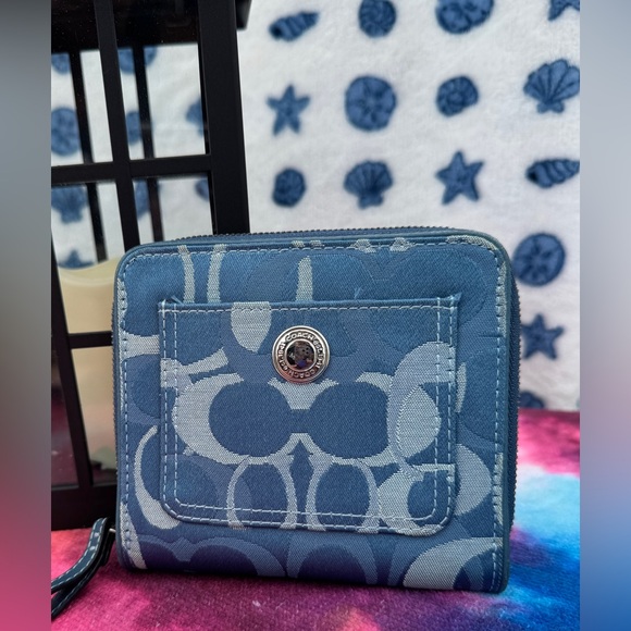 Coach | Bags | Coach 941 Euc Opt Art Blue Medium Zip Wallet | Poshmark